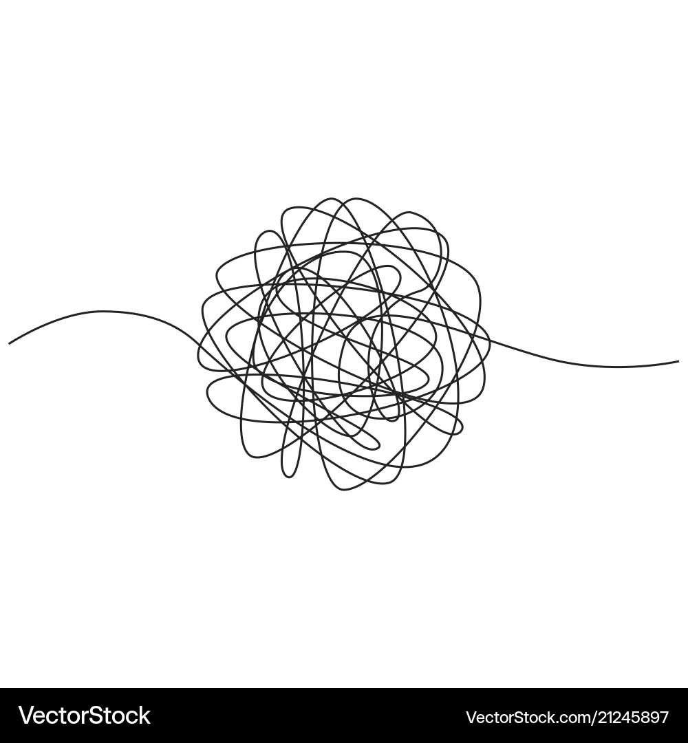 Hand drawn tangle of tangled thread sketch Vector Image