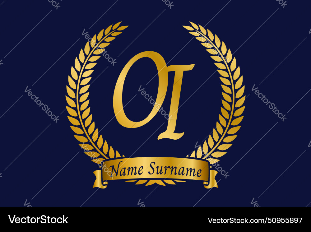 Initial letter o and i oi monogram logo design Vector Image