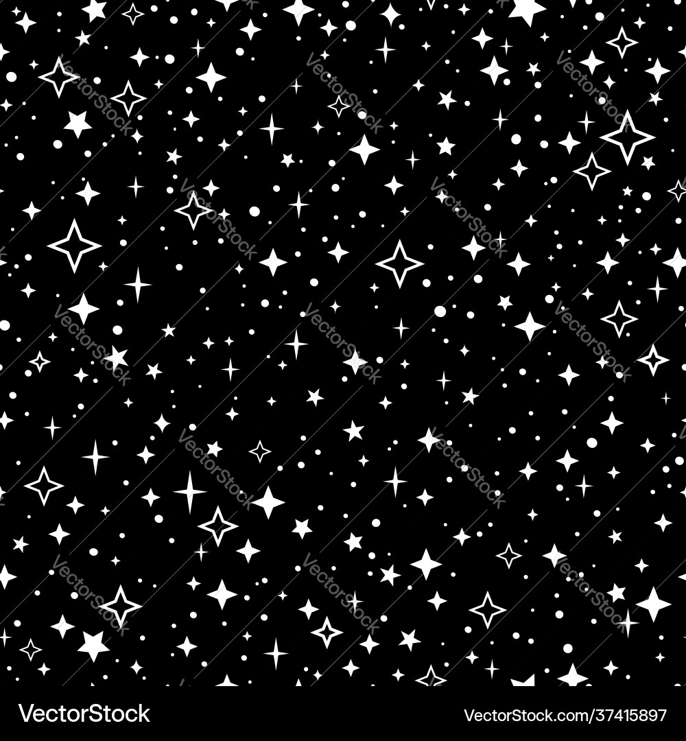 Seamless pattern white stars on a black Royalty Free Vector