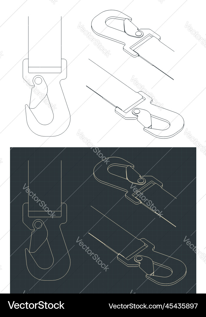 Webbing sling hook blueprints Royalty Free Vector Image