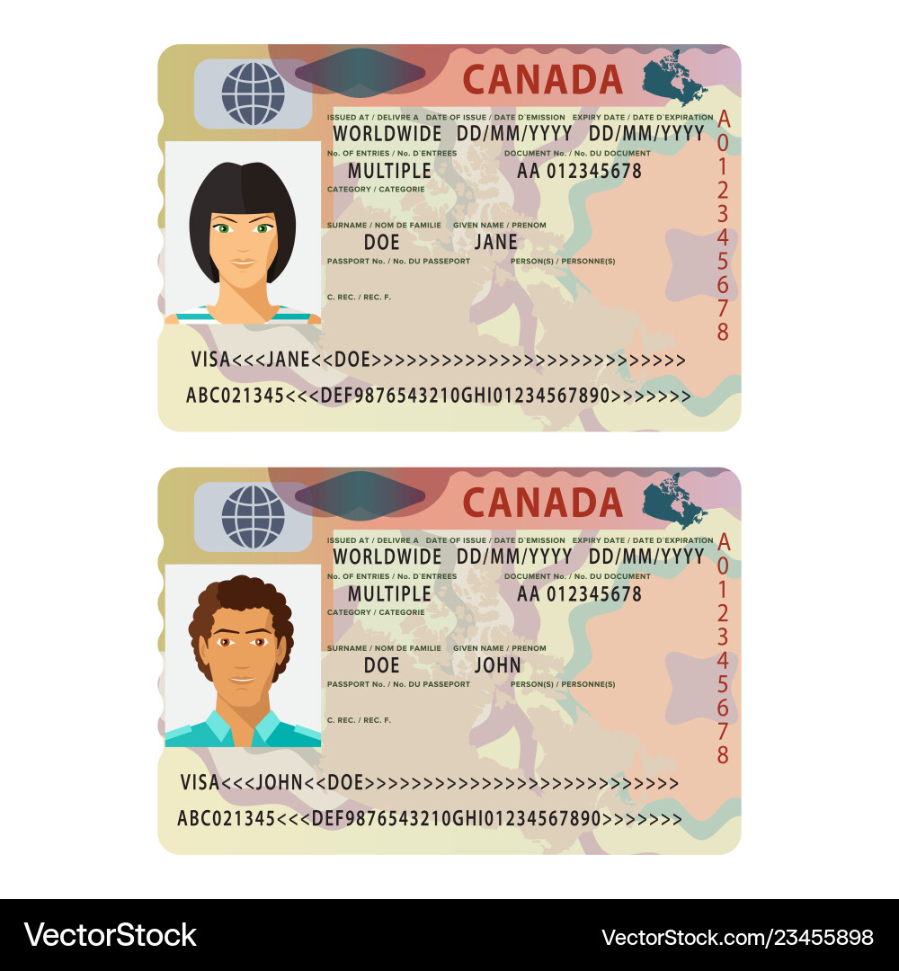 Canada international passport visa sticker Vector Image