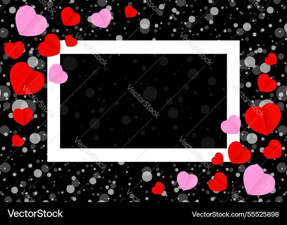 Empty white frame and red pink heart shape Vector Image