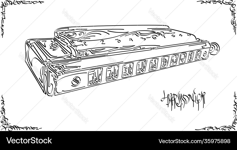 Harmonica Sketch Royalty Free Vector Image - VectorStock