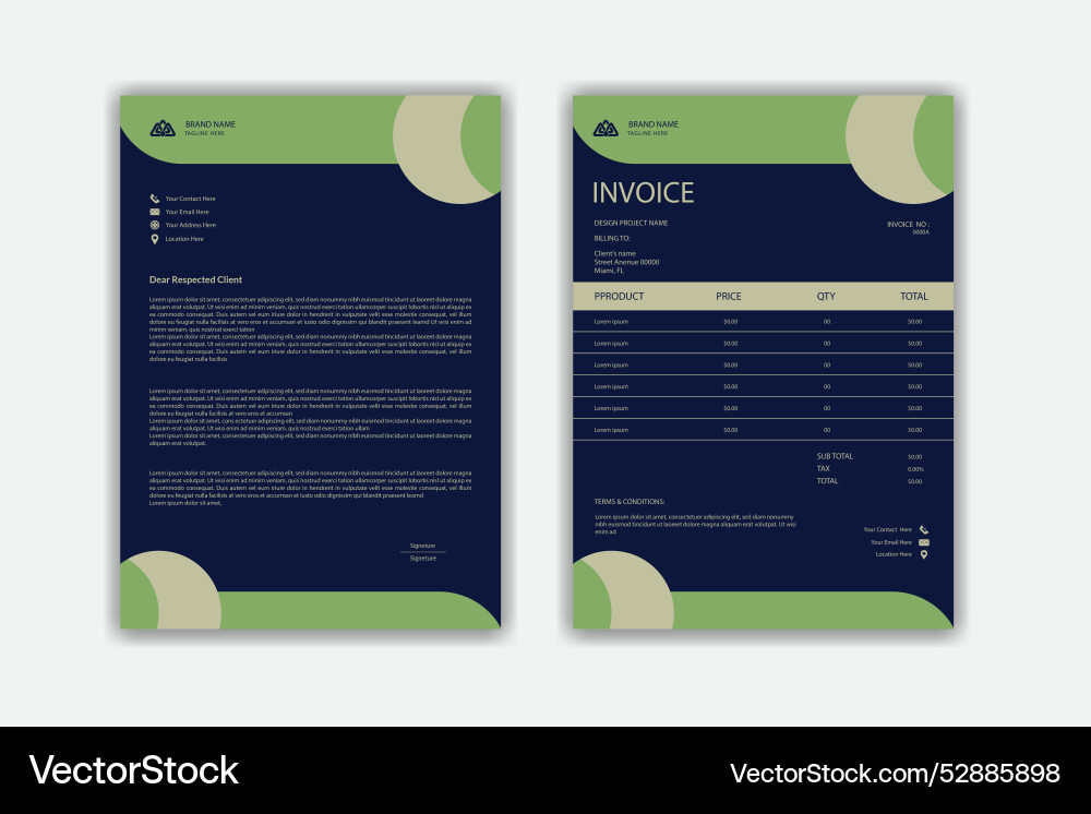 Letterhead and invoice template creative Vector Image