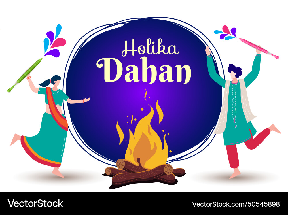 People celebrating holika dahan hindu festival Vector Image