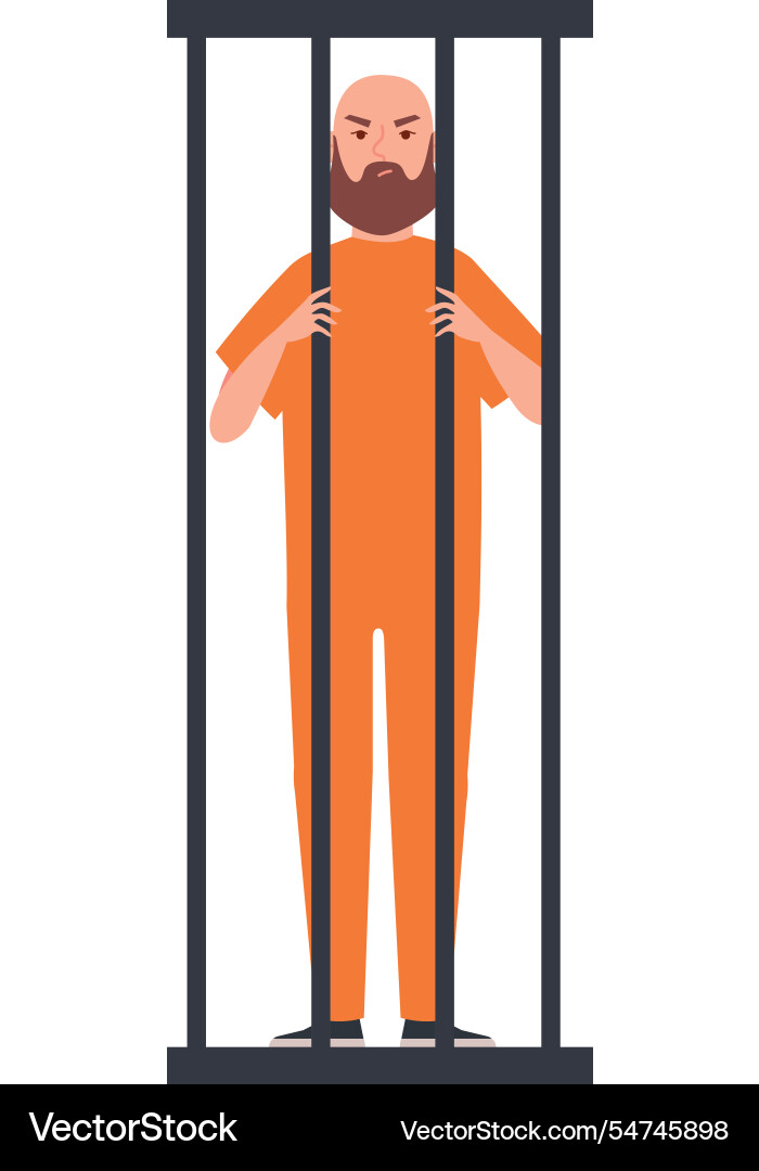 Prisoner behind bars Royalty Free Vector Image