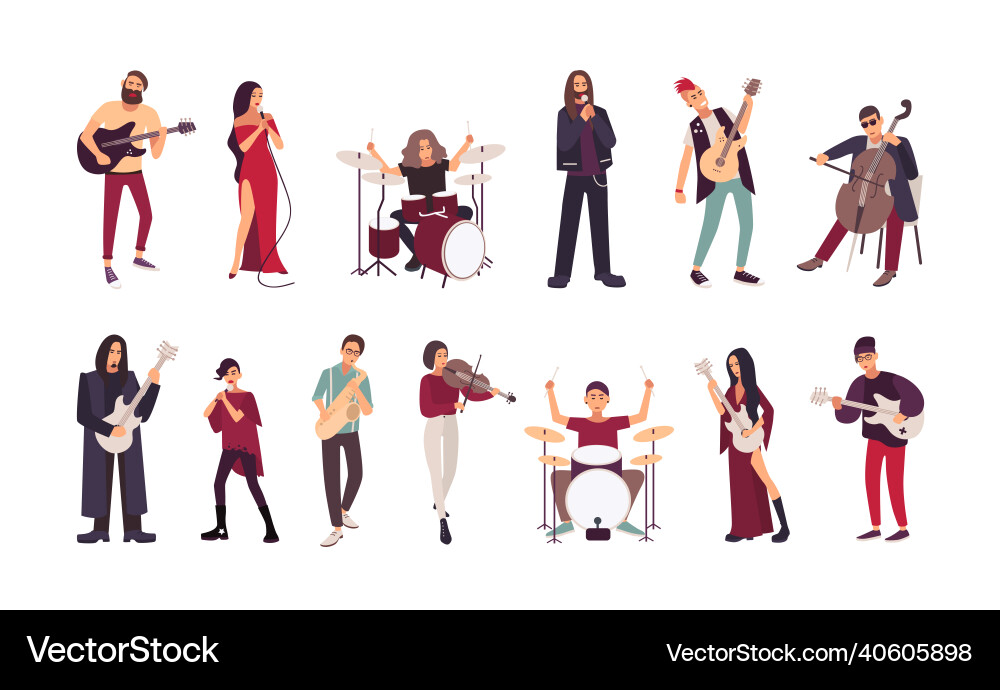 Singers and Musicians Collection Royalty Free Vector Image