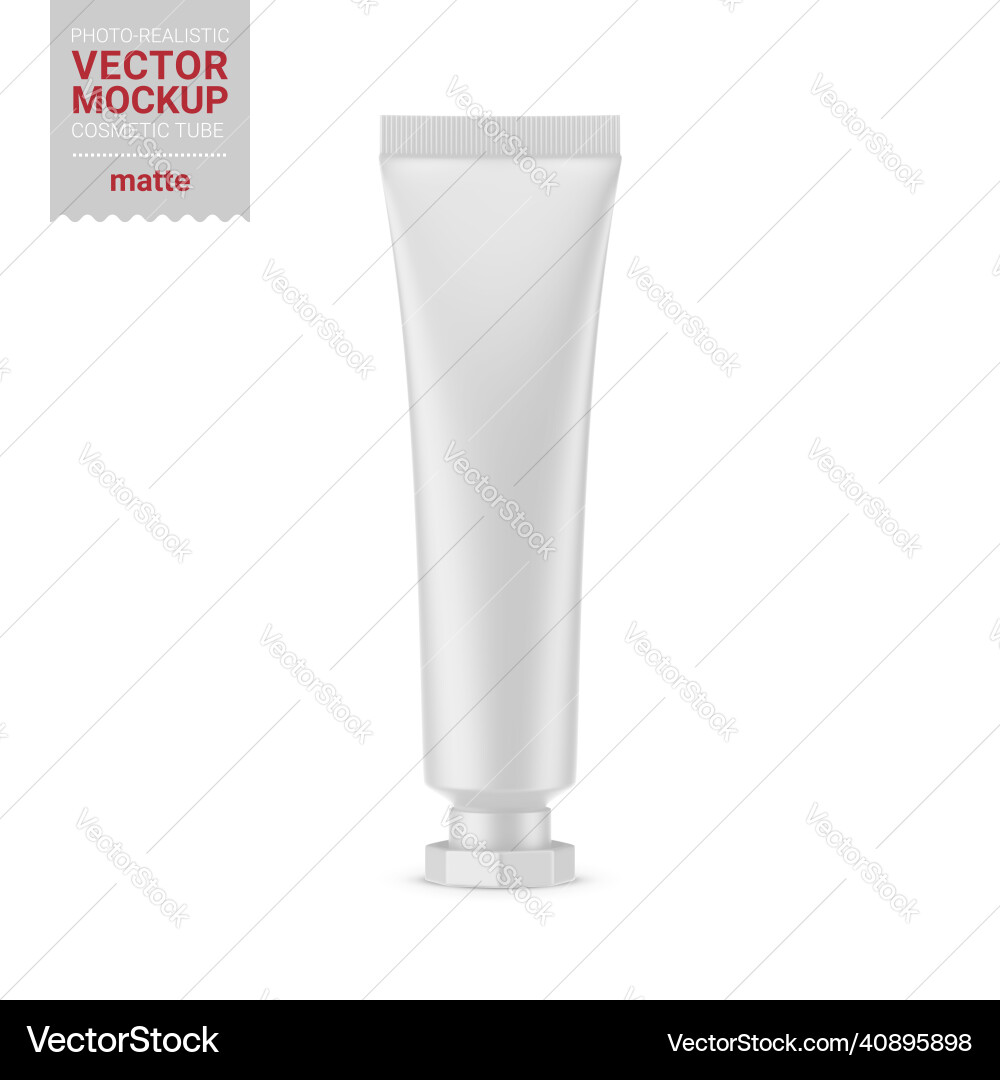 White matte plastic cosmetic tube mockup Vector Image