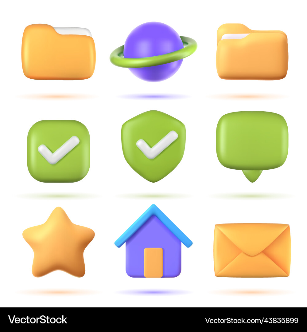 3d icon set Royalty Free Vector Image - VectorStock