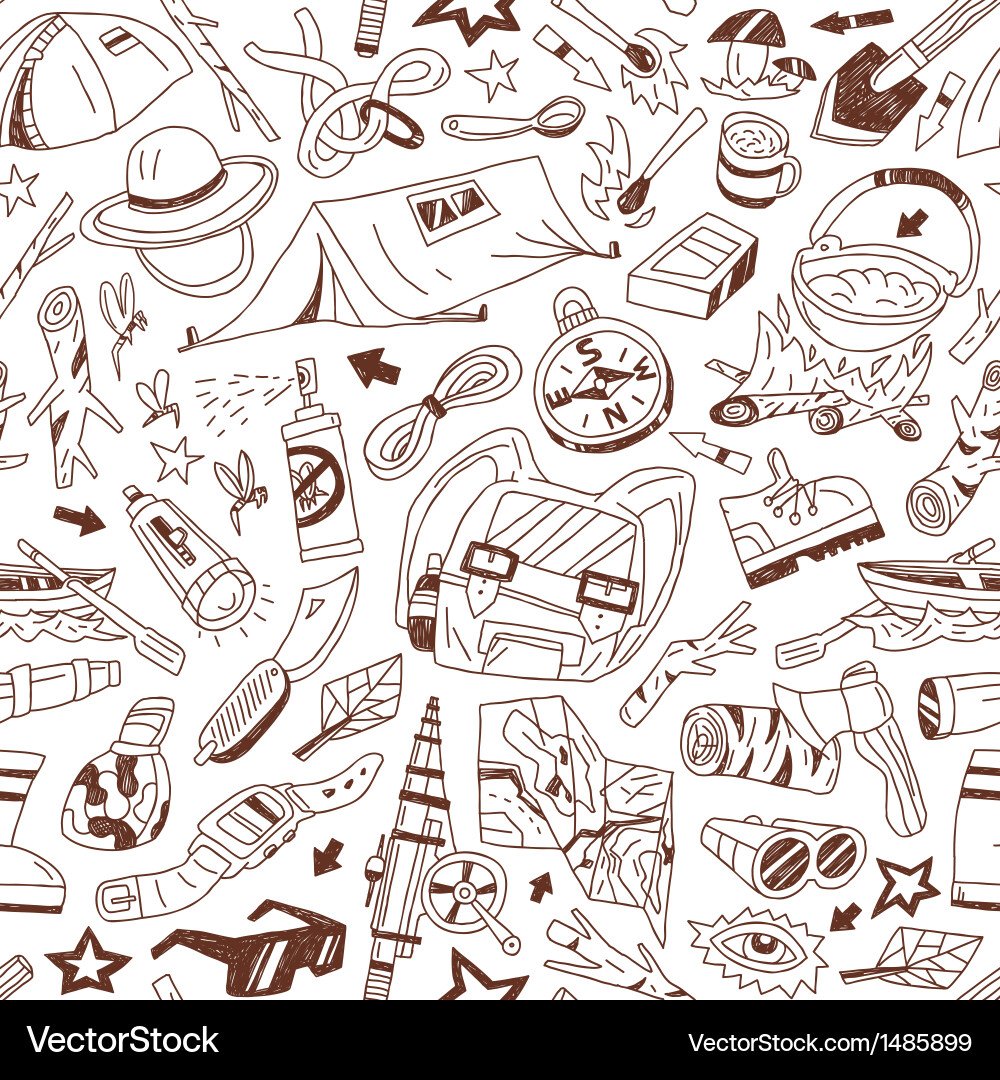 Camping - seamless background Royalty Free Vector Image