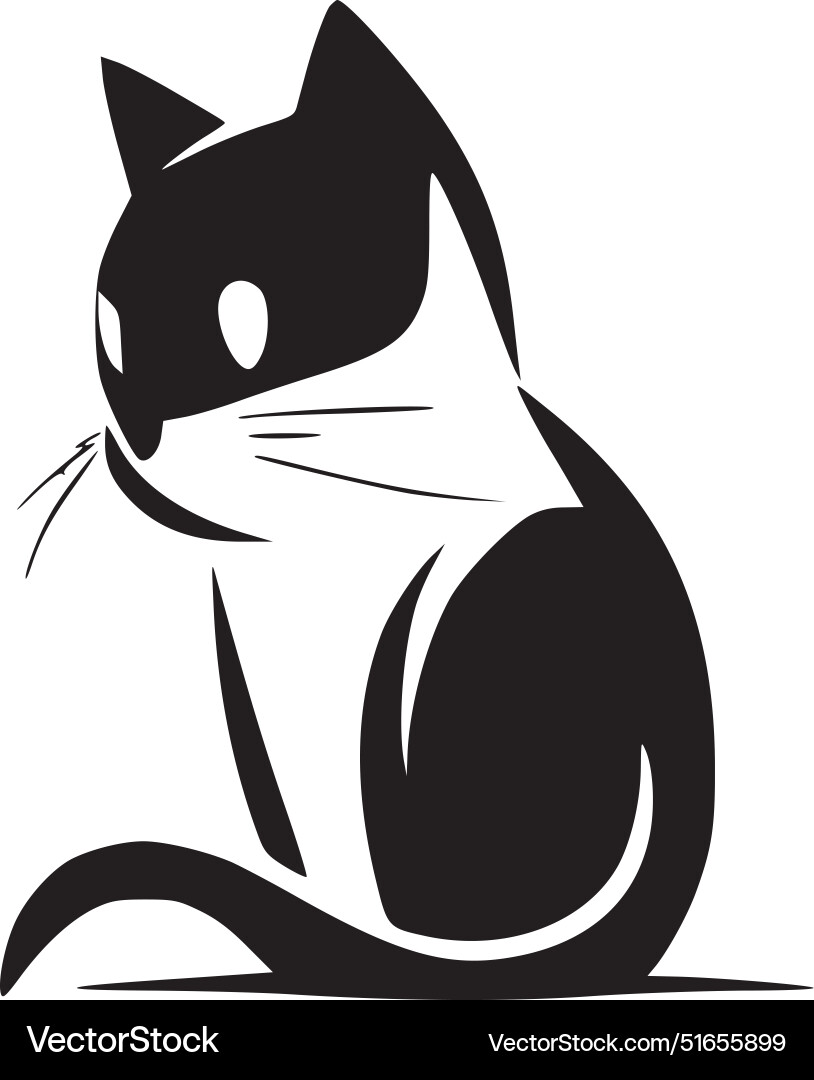 Cat - minimalist and flat logo Royalty Free Vector Image