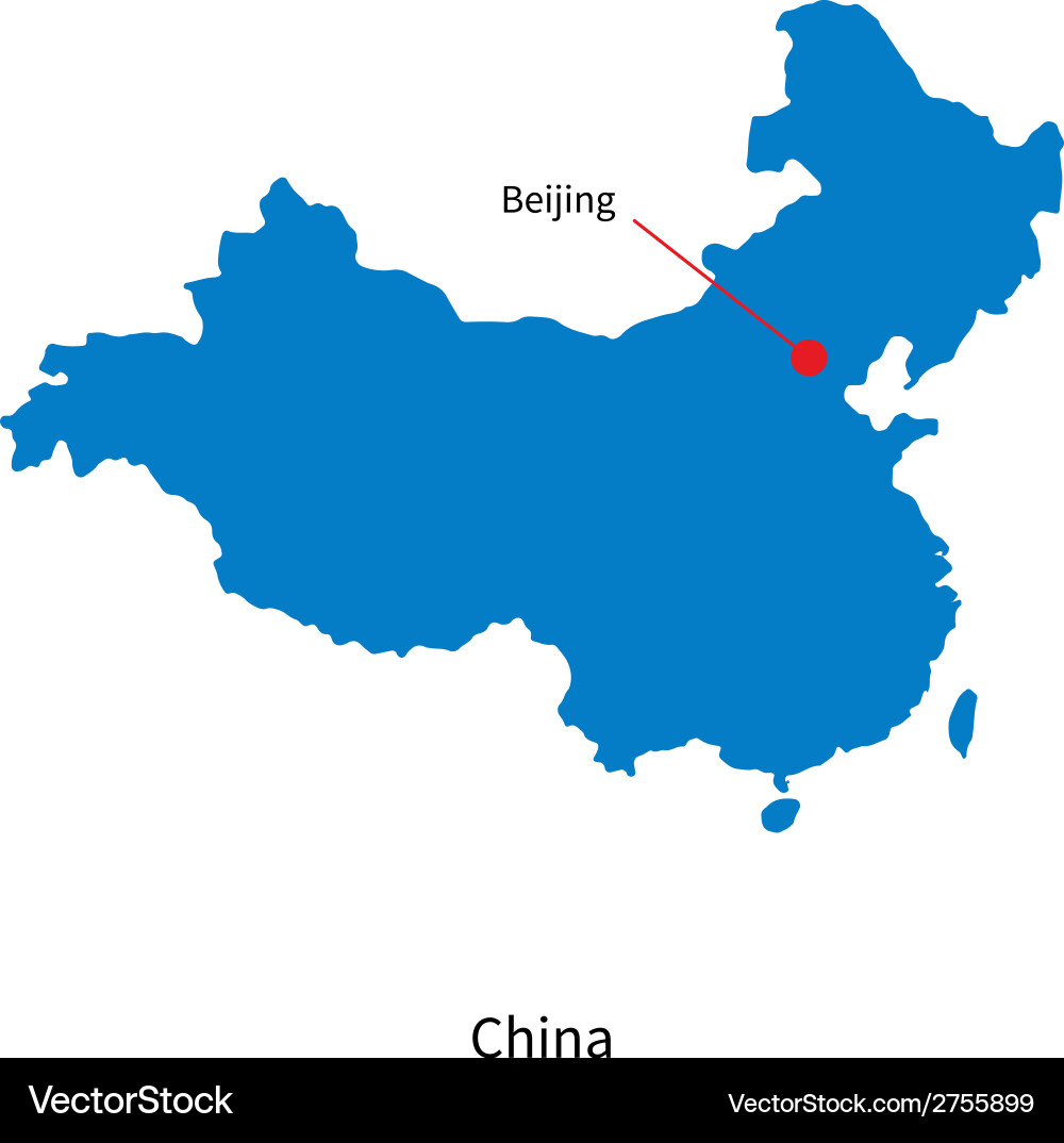 China Map with Beijing Highlighted Royalty Free Vector Image