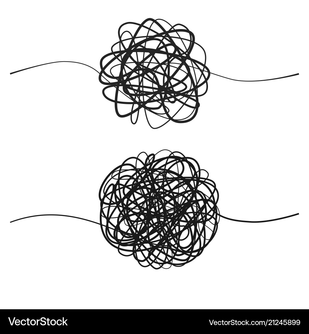 Complex Black Line Drawing - Tangled Threads Vektorbild