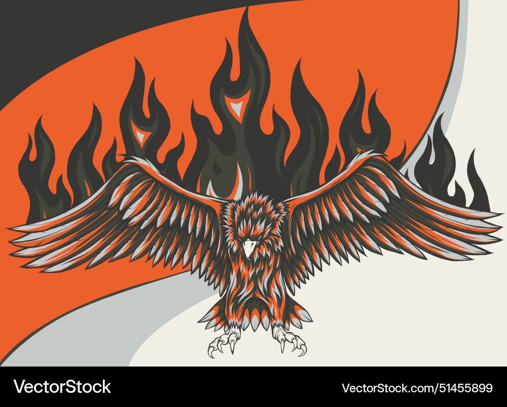 Eagle with flames design Royalty Free Vector Image