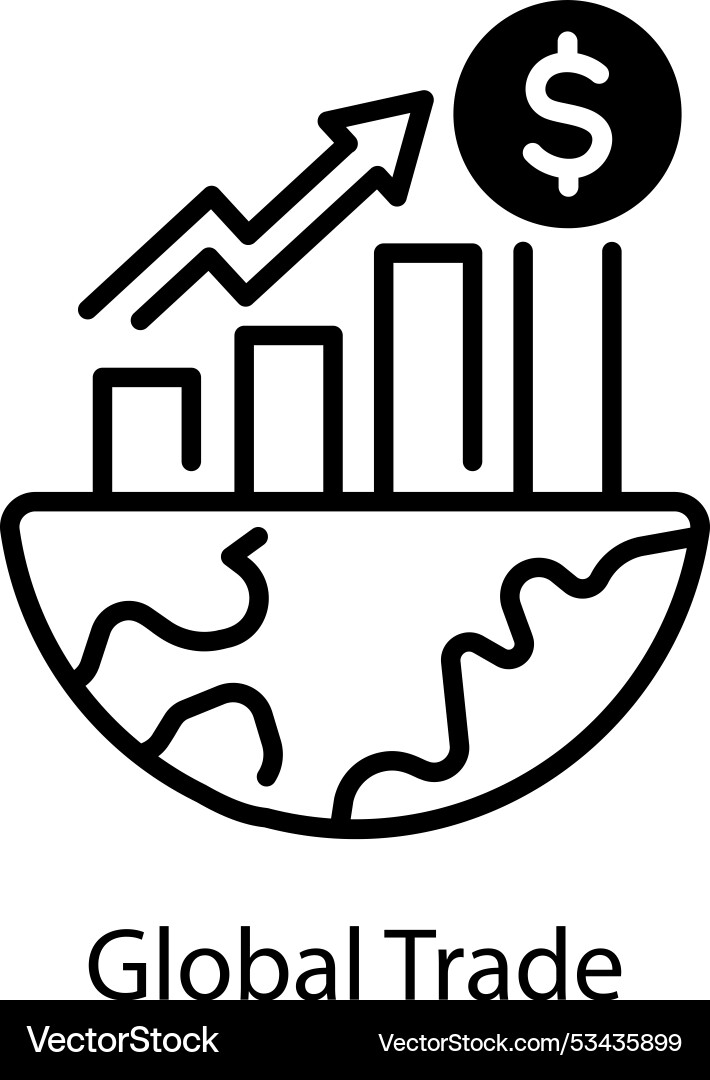 Global Trade Icon - Linear Style Royalty Free Vector Image