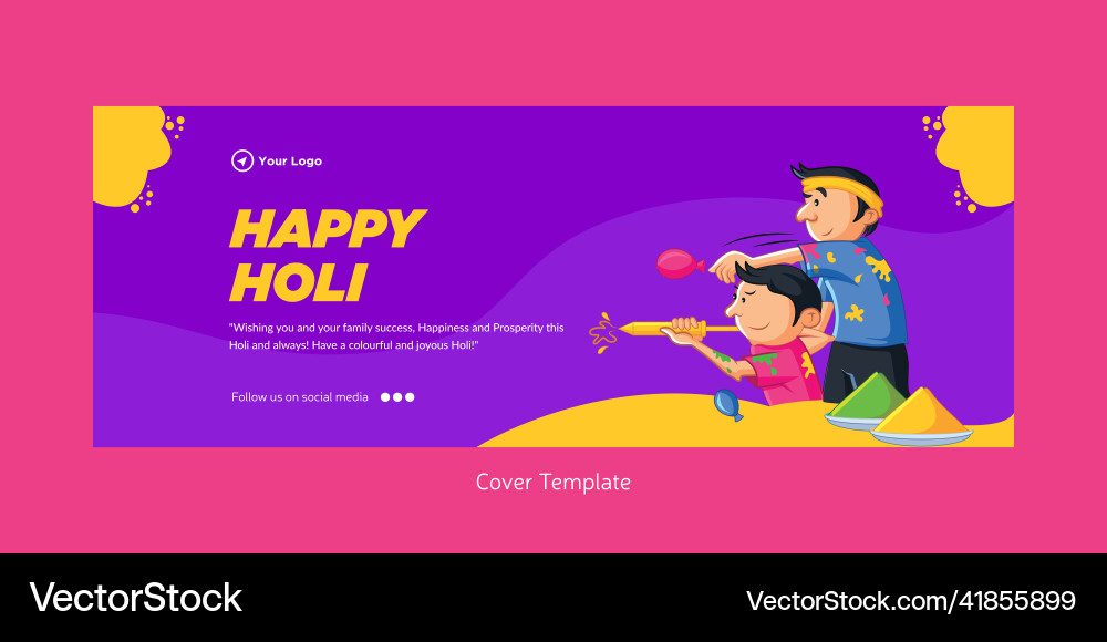 Happy holi cover page design Royalty Free Vector Image