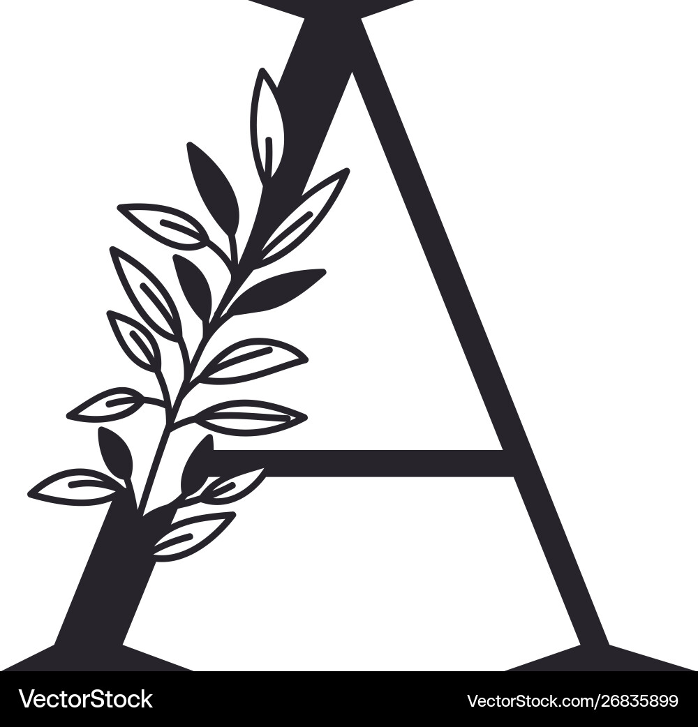 Letter a alphabet with leaves Royalty Free Vector Image