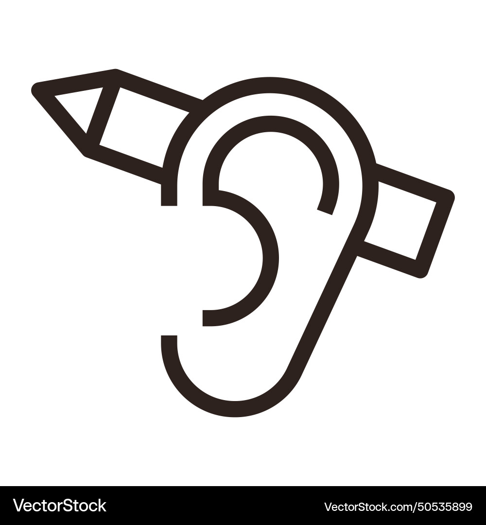 Pencil behind ear creativity symbol Royalty Free Vector