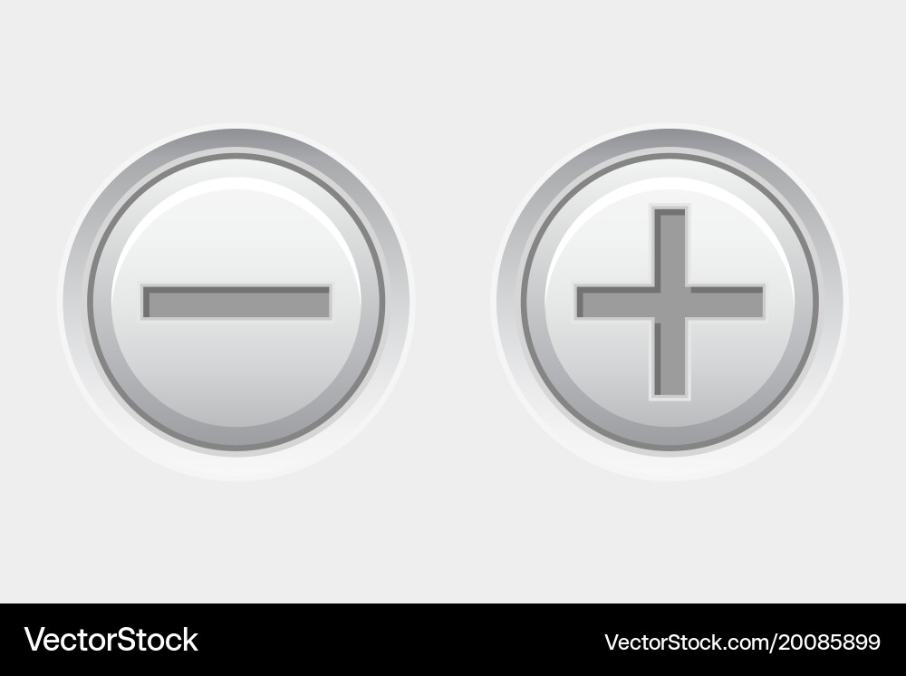 Plus and minus white interface buttons Royalty Free Vector