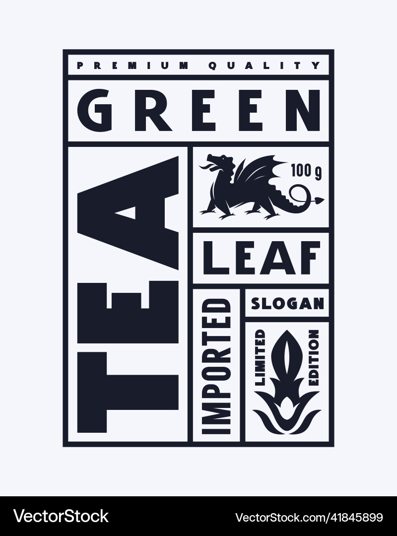 Template label for green tea Royalty Free Vector Image