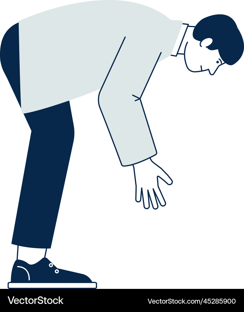 Bent over man icon person looking down Royalty Free Vector