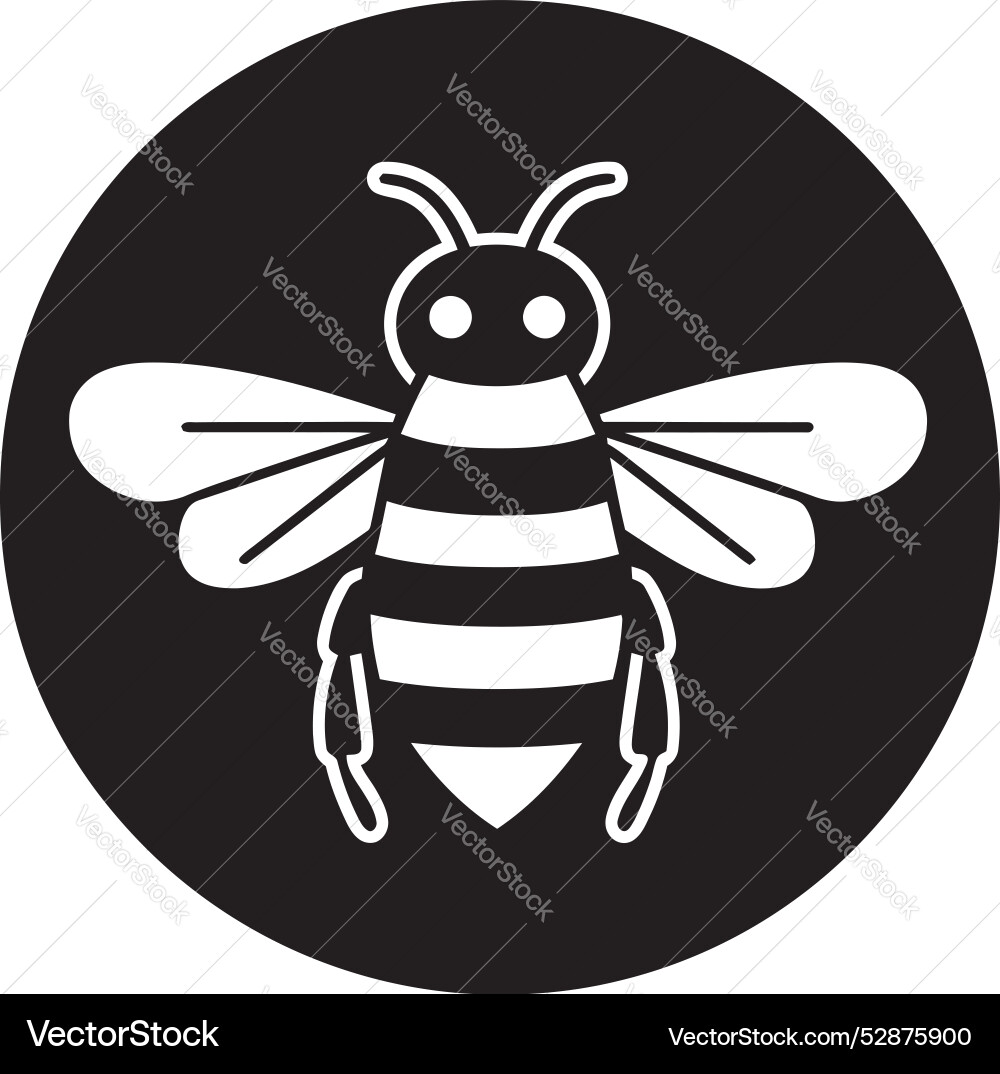 Buzzing bee icon bee crowned emblem Royalty Free Vector