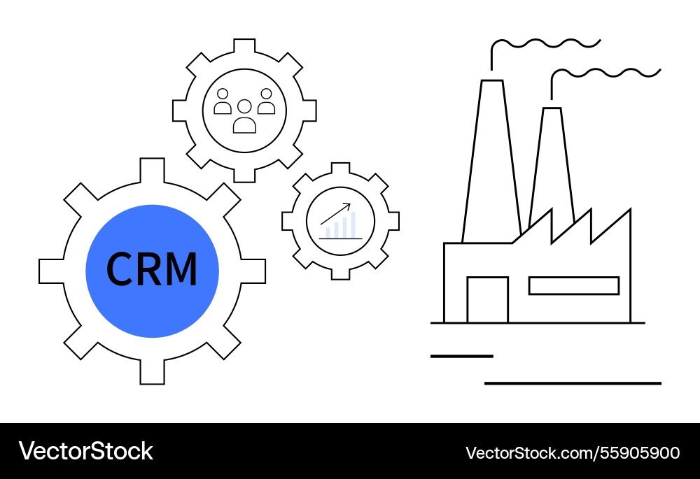 Crm system integration with industrial production Vector Image