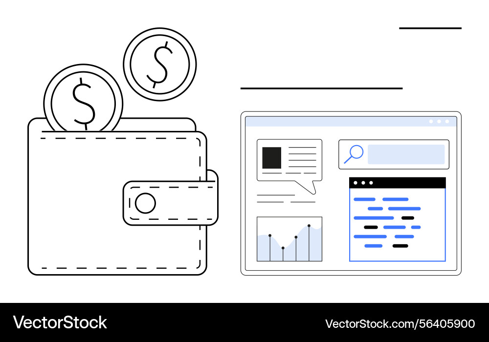 Digital wallet and online analytics for financial Vector Image