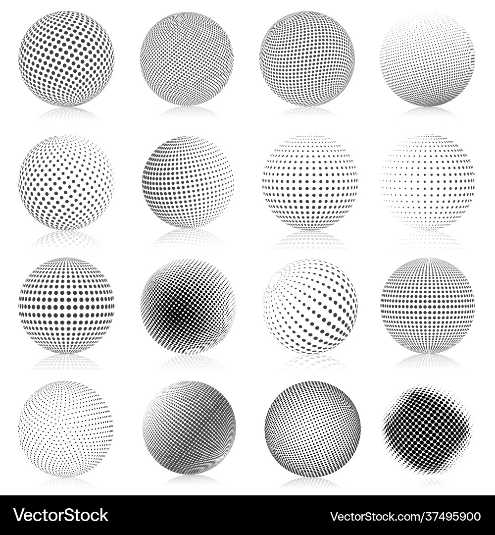 Halftone sphere abstract gradient dotted texture Vector Image