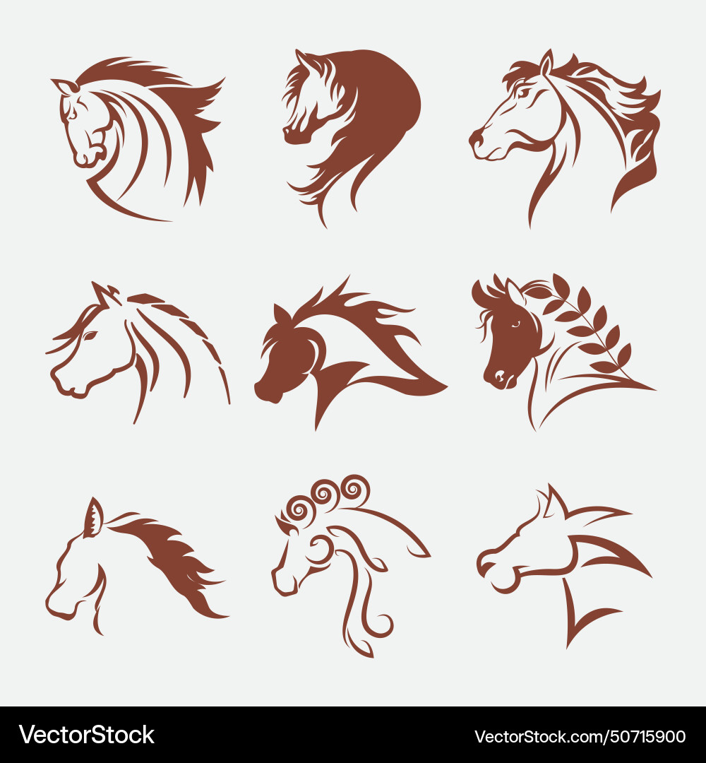 Horse icon set Royalty Free Vector Image - VectorStock