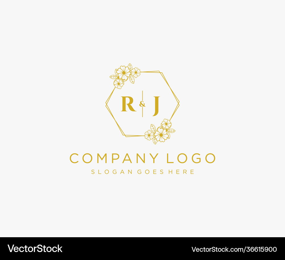 Initial rj letters decorative luxury wedding logo Vector Image