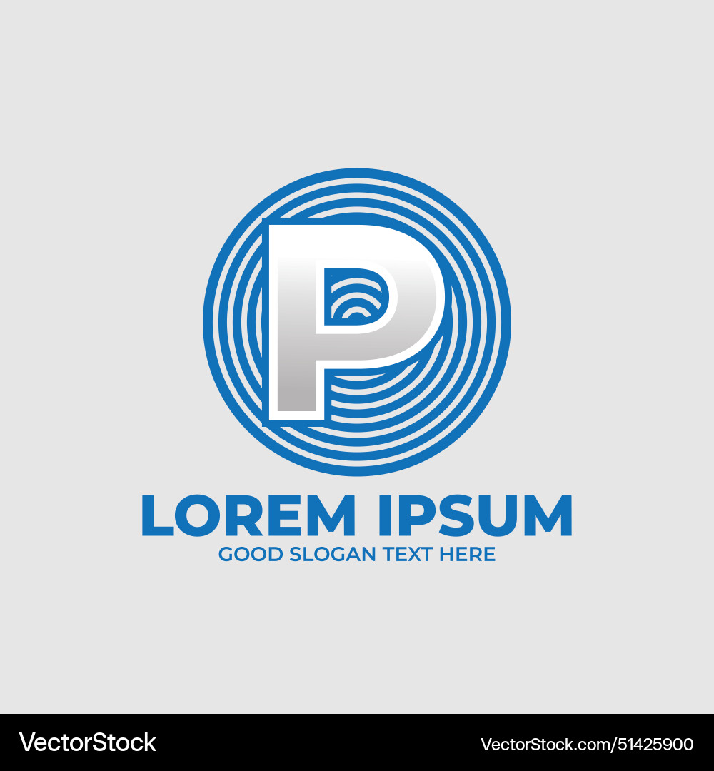Letter p logo design with circle shape geometric Vector Image