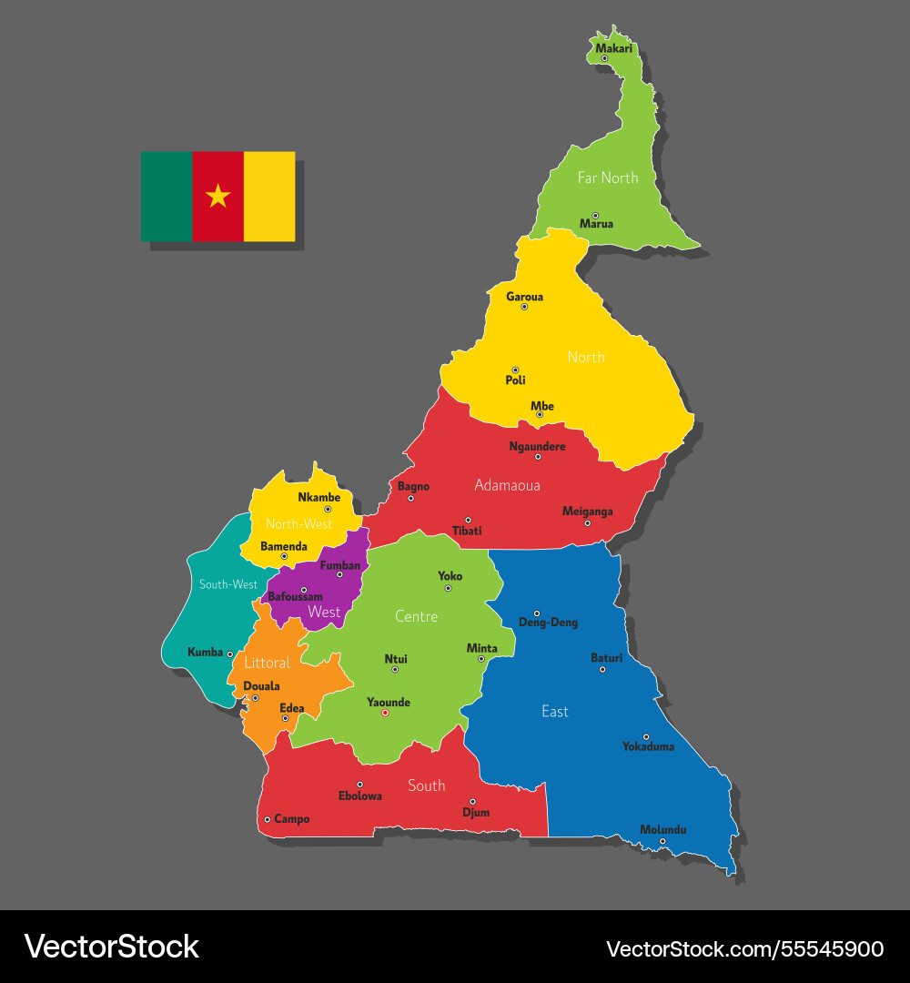 Map of cameroon Royalty Free Vector Image - VectorStock