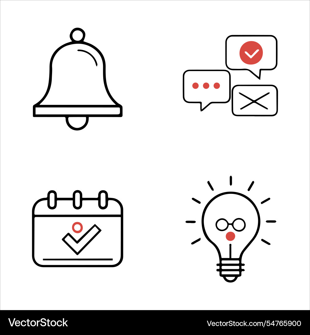 Notification icons bell and other Royalty Free Vector Image