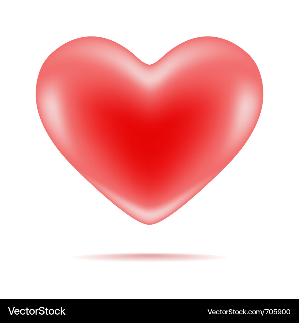 Red shiny heart shape Royalty Free Vector Image