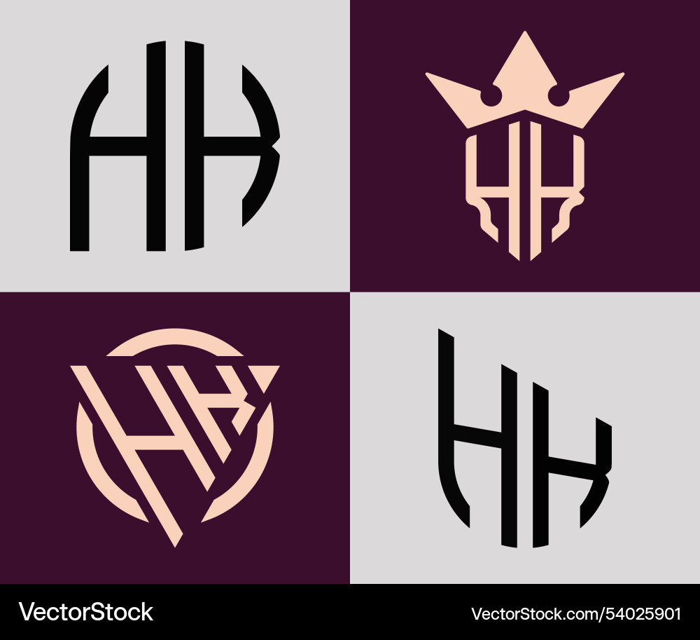 Creative simple initial letters hk logo designs Vector Image