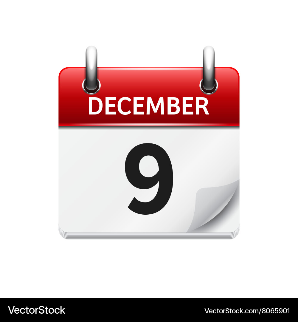 December 9 flat daily calendar icon date Vector Image
