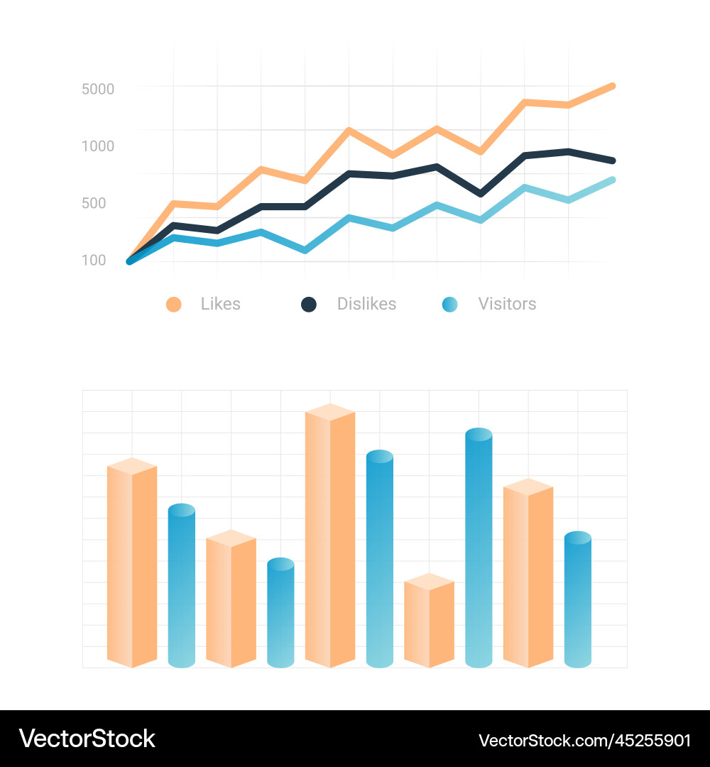 Graphic charts infographic statistic bars Vector Image
