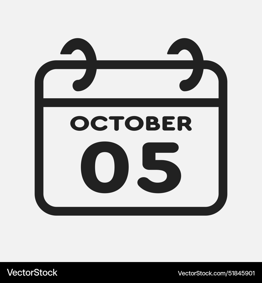 Icon page calendar day - 5 october Royalty Free Vector Image