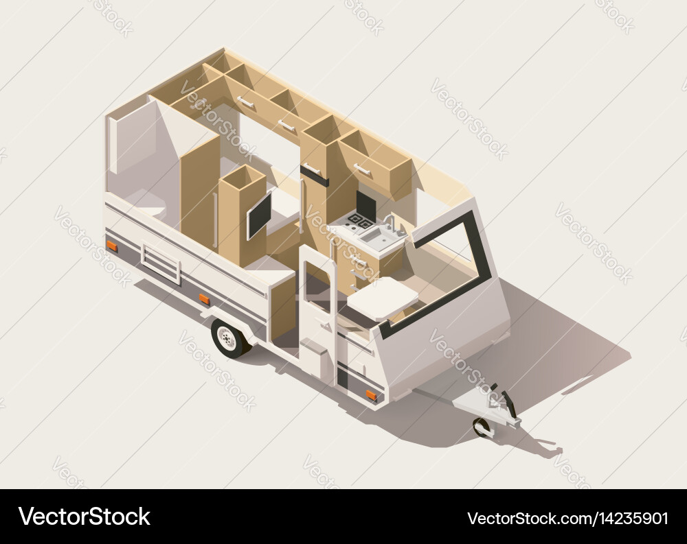Isometric Camper Trailer Royalty Free Vector Image