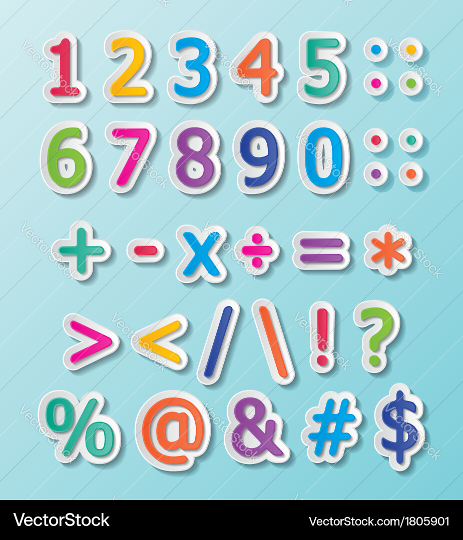 Numbers and symbols Royalty Free Vector Image - VectorStock