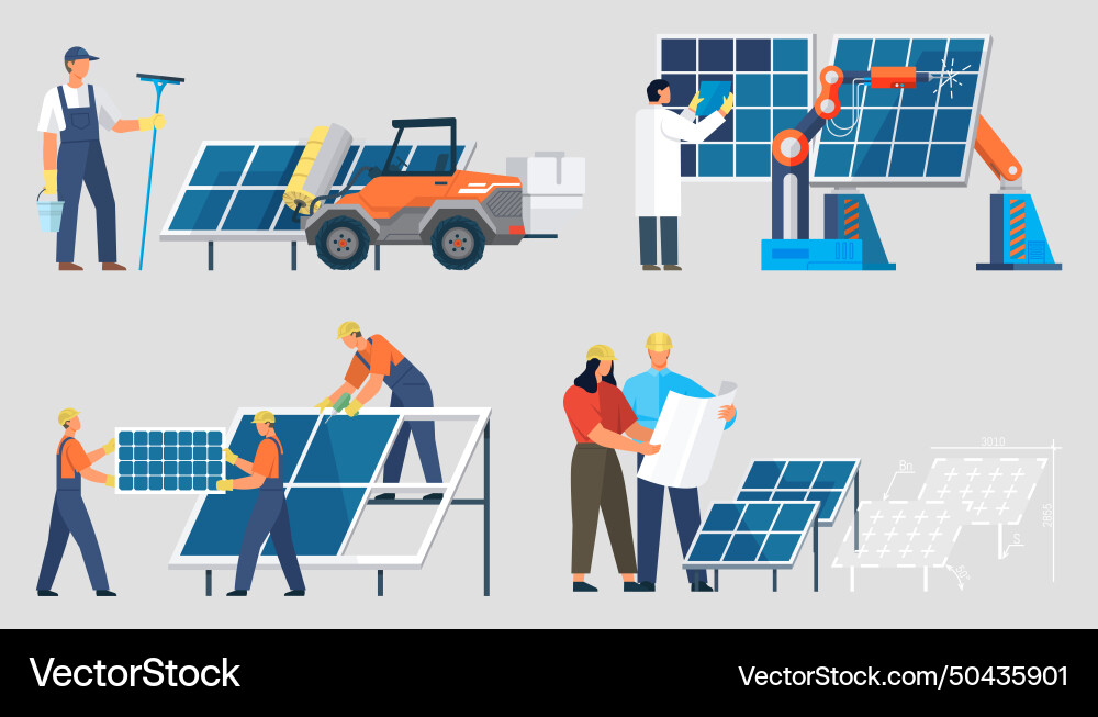 Photovoltaic electric power drives technological Vector Image