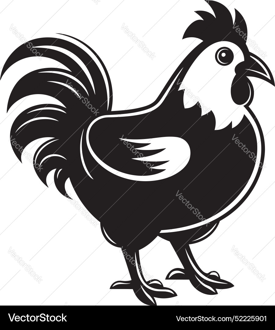 Rooster reverie elegant monochrome emblem Vector Image