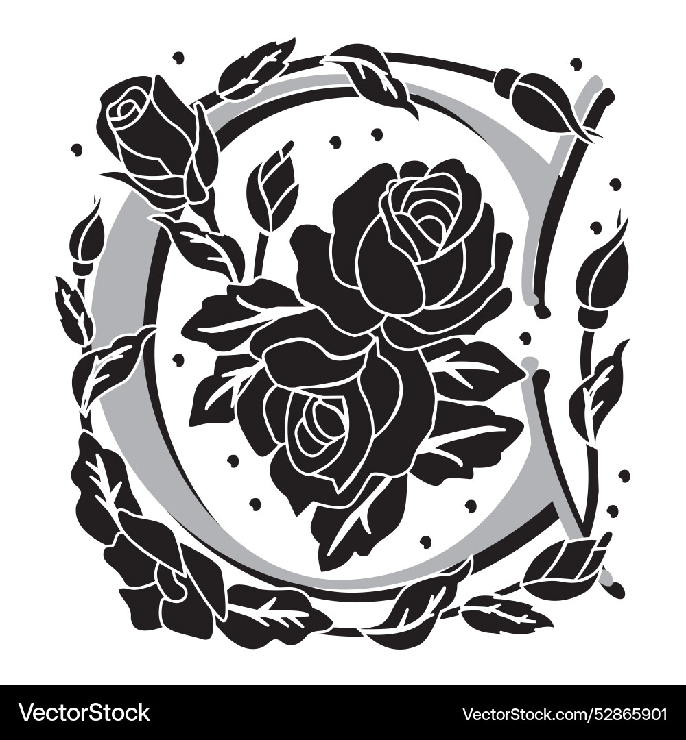 Rosette initial caps font capital letter c design Vector Image