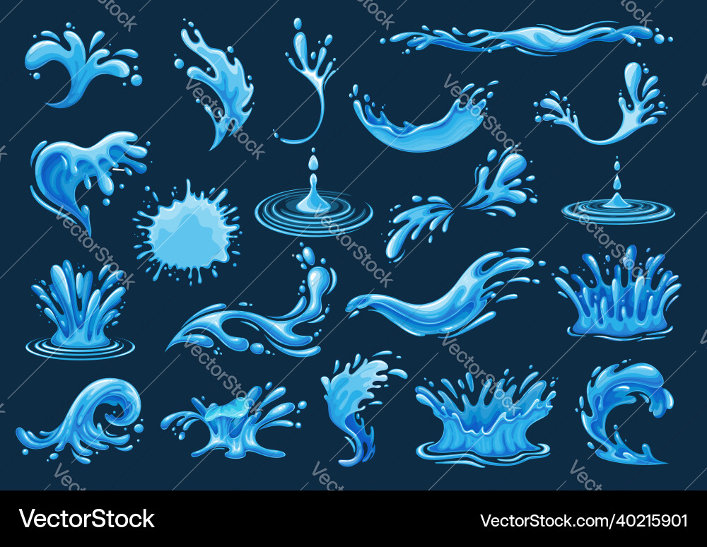 Splashes or spill water elements Royalty Free Vector Image