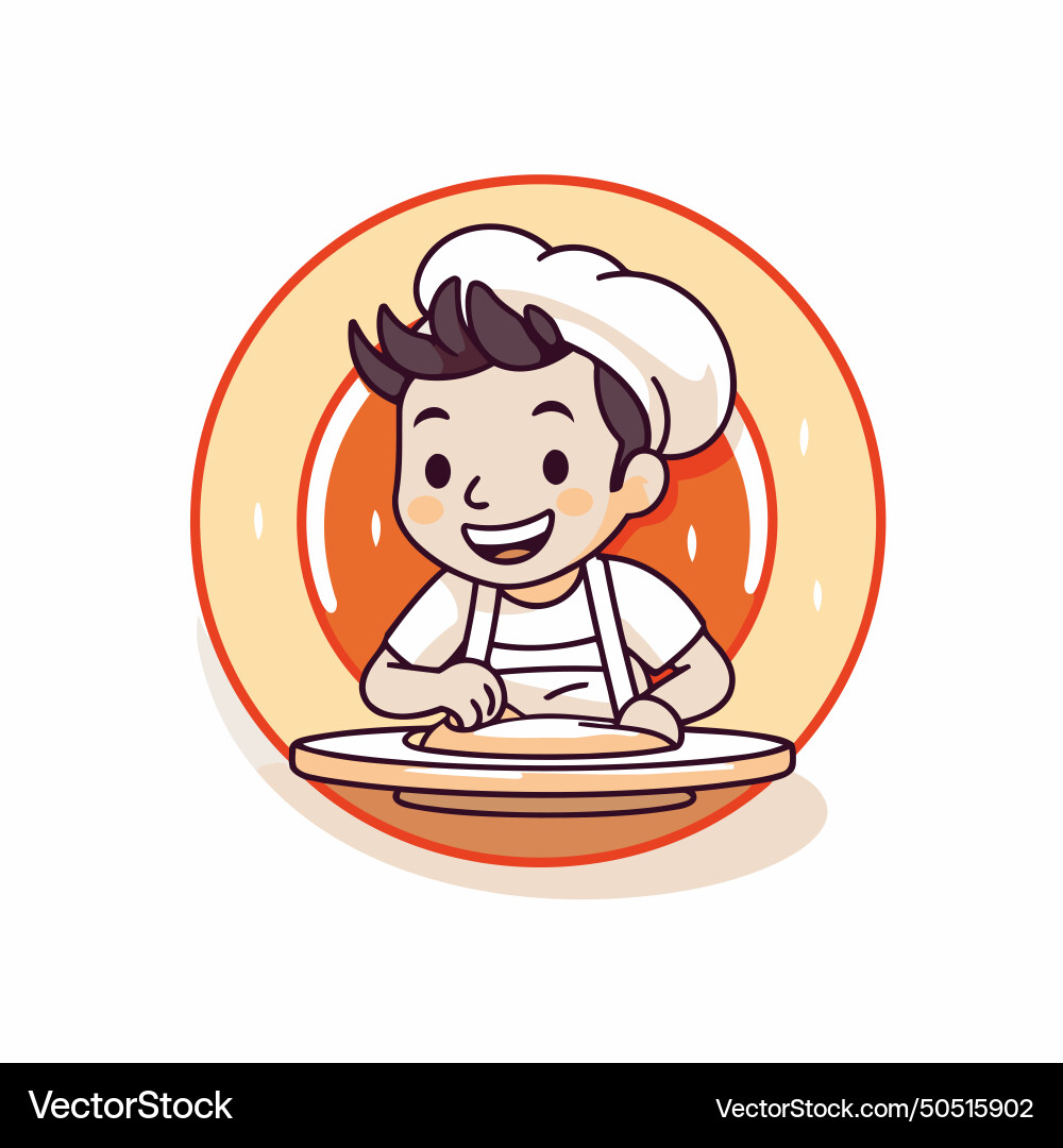A little boy wearing chef hat and holding Vector Image