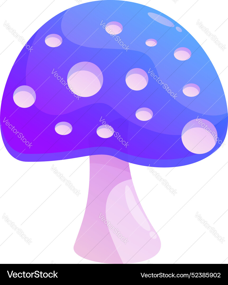 Blue magic mushroom growing in enchanted forest Vector Image