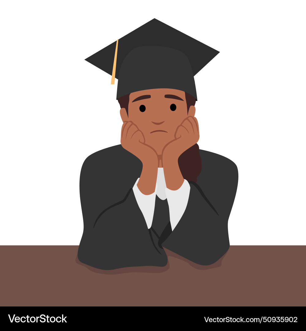 Confused expression of a female graduate Vector Image