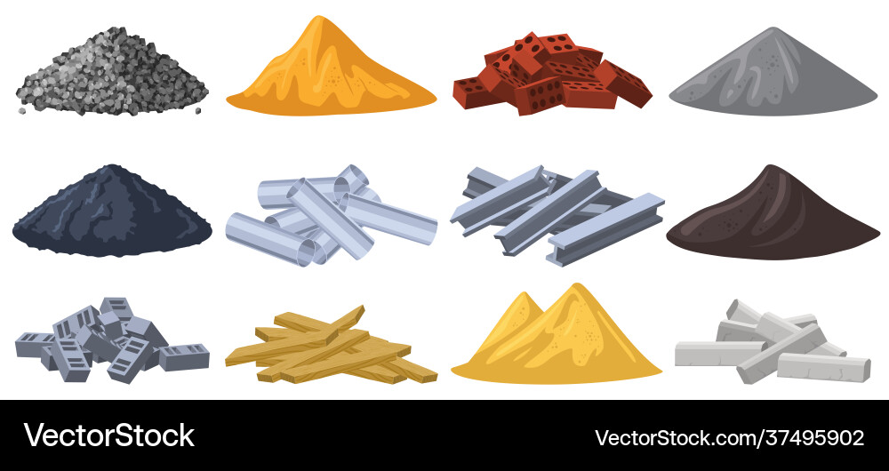 Construction materials building material piles Vector Image