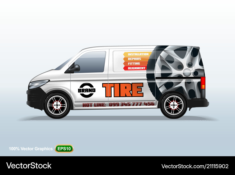 Delivery Van Advertising Template Royalty Free Vector Image